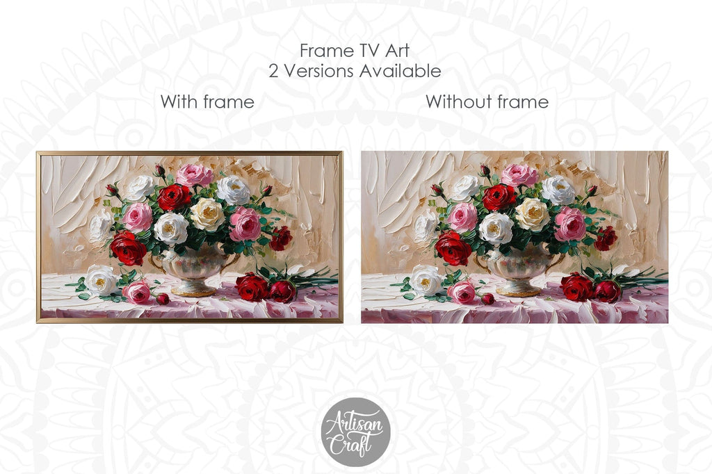 Rose frame TV art, impressionist TV art | So Fontsy