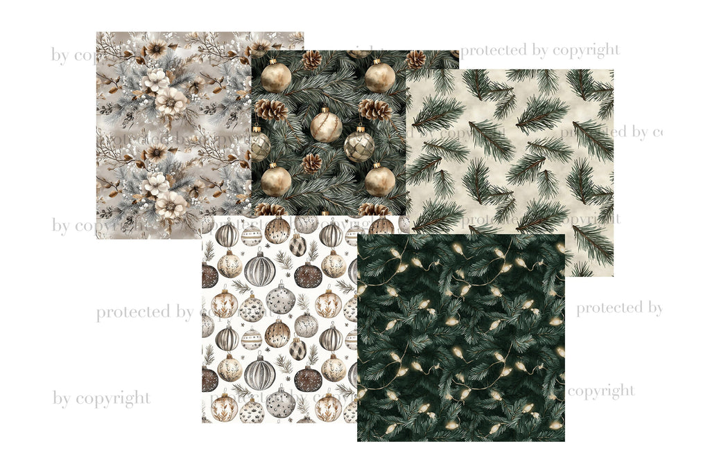 Rustic Christmas Digital Papers | Xmas Patterns - So Fontsy