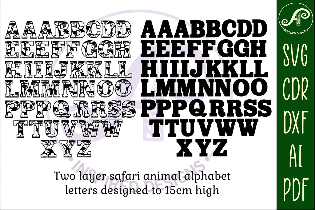 Safari theme alphabet set. 2 layer 49 letters. - So Fontsy