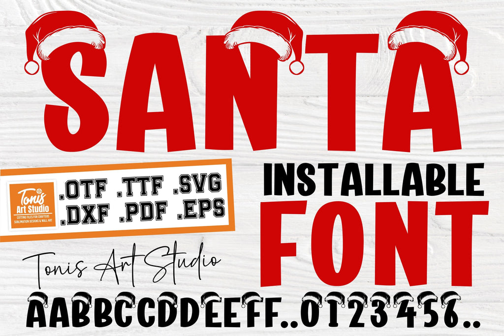 Santa Hat Font SVG, OTF, TTF | Christmas Font Svg Cut Files - So Fontsy