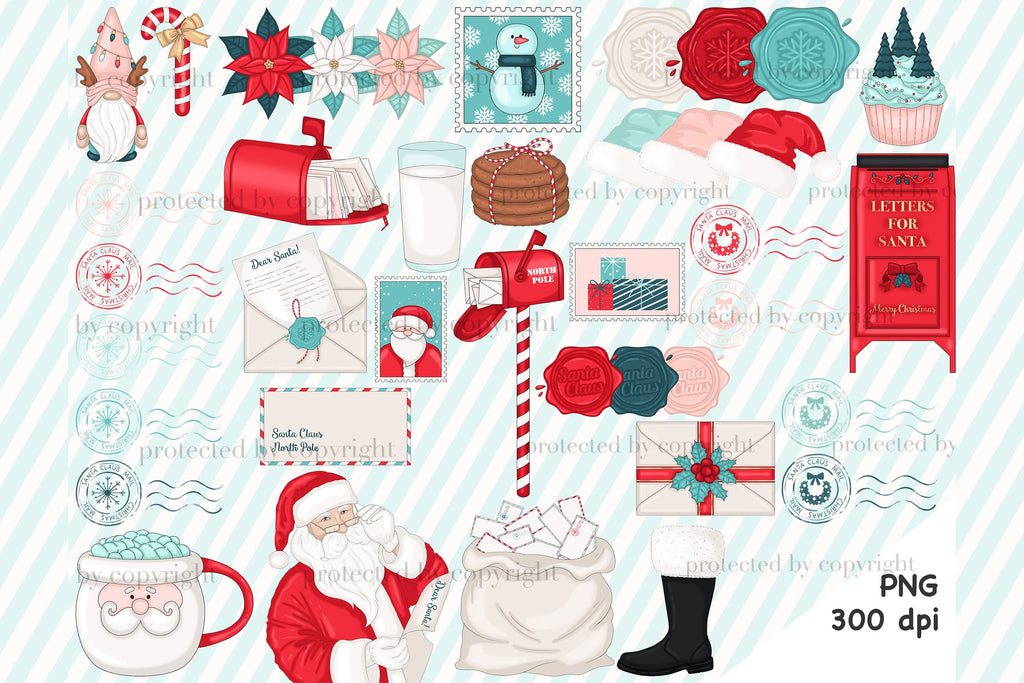 Santa Mail Clipart | Merry Christmas Clipart Bundle - So Fontsy