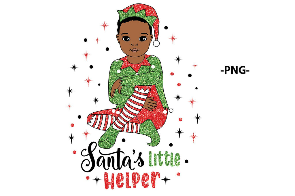 Santa’s Little Helper Elf Kid Clipart in SVG PNG JPG PDF DXF AI EPS ...