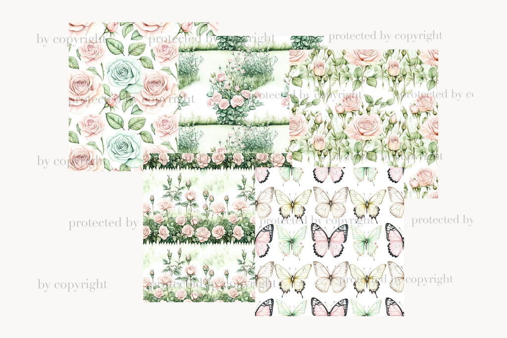 Secret Garden Digital Papers | Spring Seamless Patterns - So Fontsy