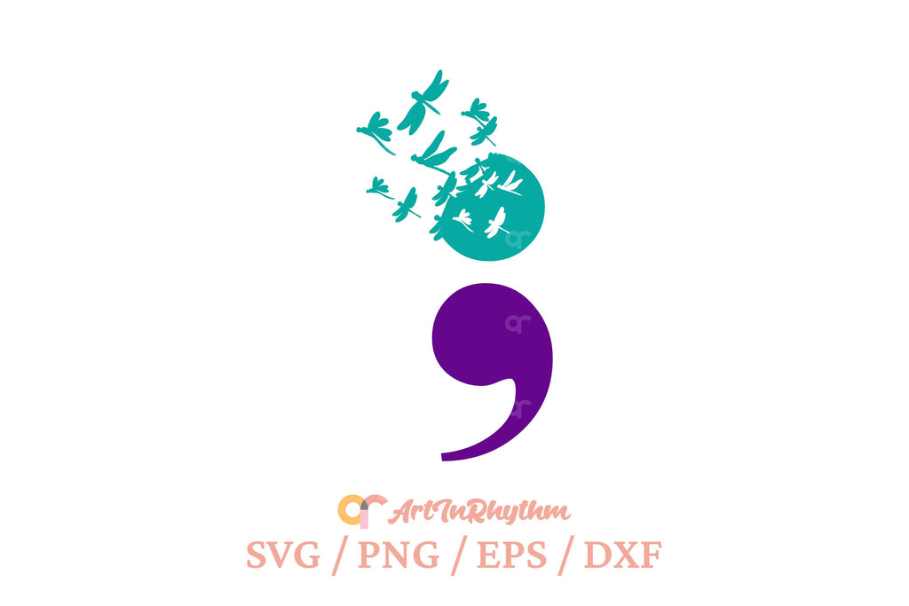 Semicolon Svg, Suicide Prevention Awareness Svg, Dragonfly Suicide ...