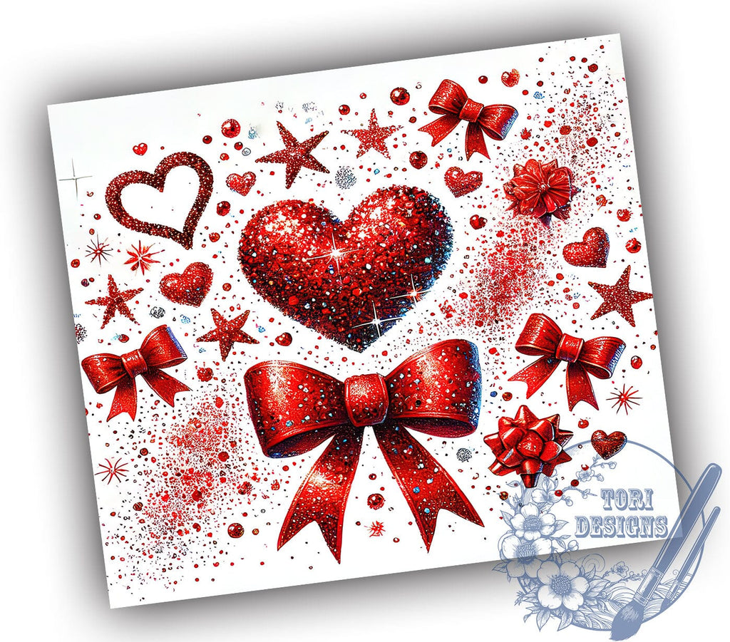 Sparkly Glitter Heart Valentine Coquette Tumbler, Valentine Coquette ...