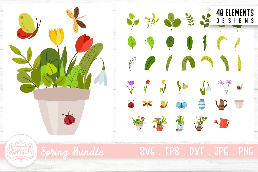 Spring Bundle Element Illustration | Floral Bundle - So Fontsy