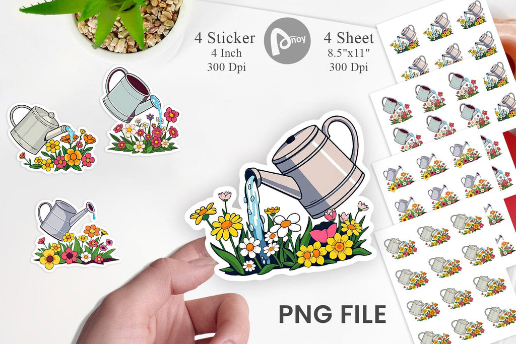 Spring Watering Can Sticker - So Fontsy