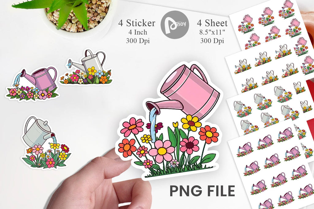 Spring Watering Can Sticker - So Fontsy