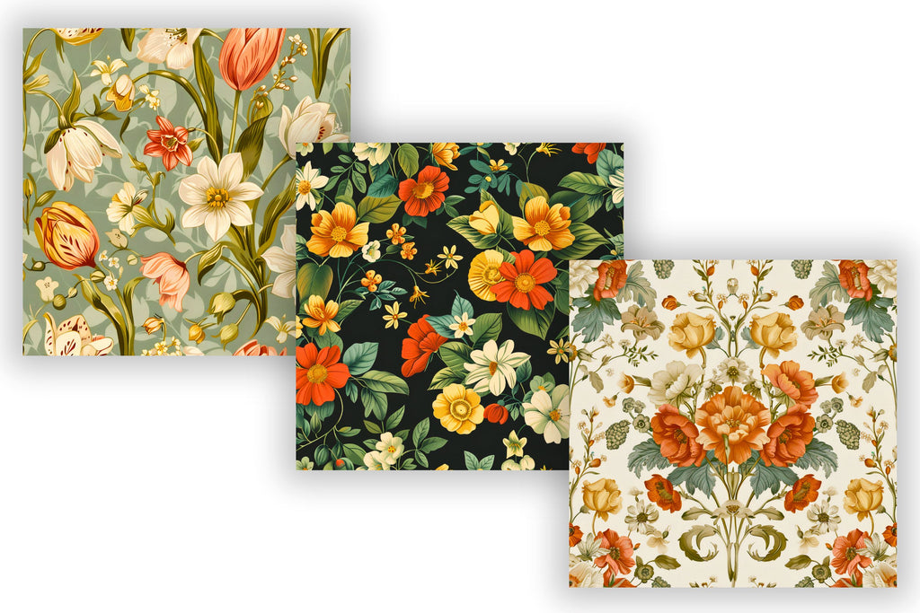 Springtime Retro Floral Garden: Vintage-Inspired Spring Flowers, Retro ...