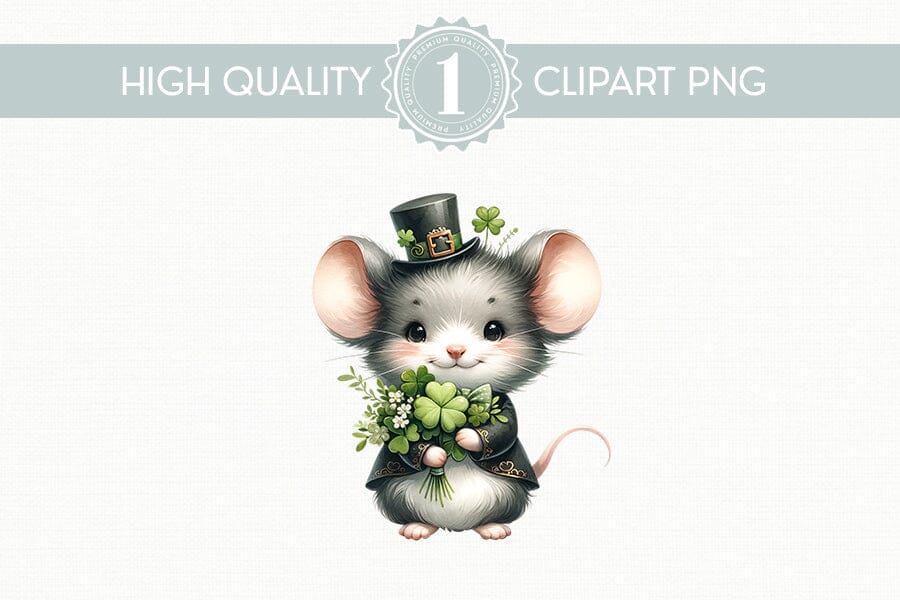 St. Patrick's Day Clipart, Cute Mouse PNG - So Fontsy