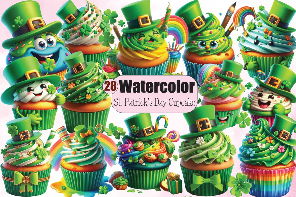 St. Patrick's Day Cupcake Clipart - So Fontsy