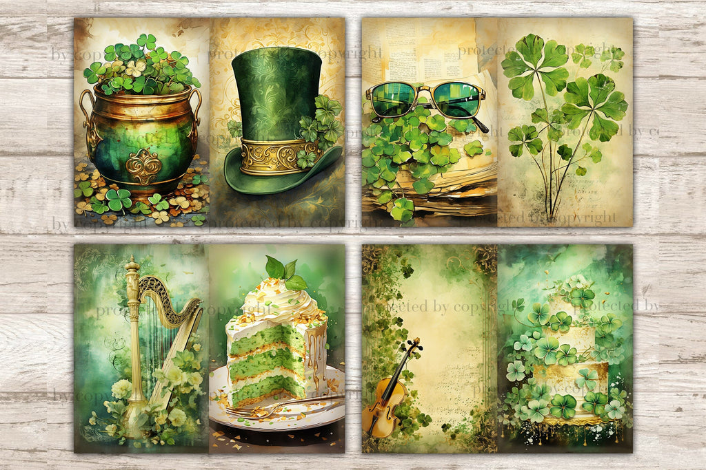 St Patricks Day Junk Journal Pages | Green Printable Journal - So Fontsy