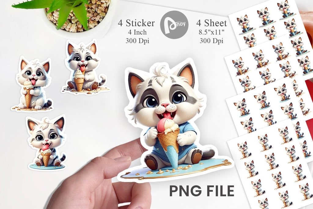 Sticker Ice Cream Cat - So Fontsy