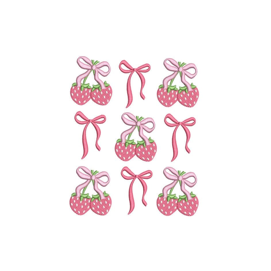 Strawberry and Pink Ribbon Embroidery Design, St. Valentine Day ...