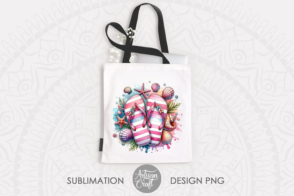 Summer flip flops | sublimation clipart | sea shells | So Fontsy