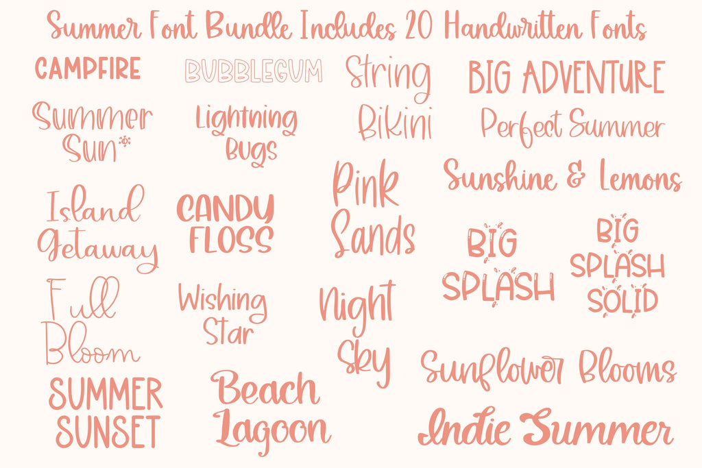 Summer Handwritten Font Bundle for Cricut, Cursive Handwriting Fonts ...