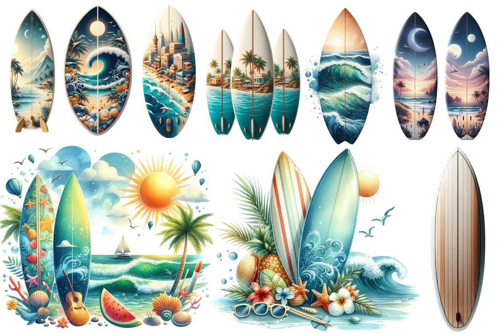 Summer Surfboard Sublimation Clipart - So Fontsy