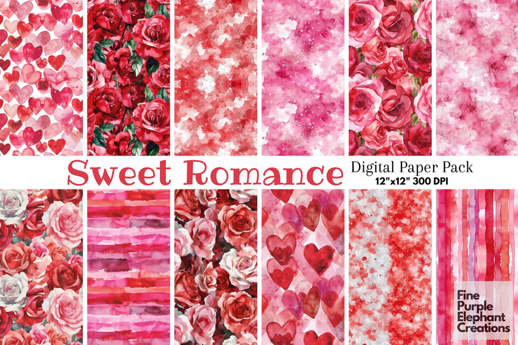 Sweet Valentine Heart Digital Paper - So Fontsy
