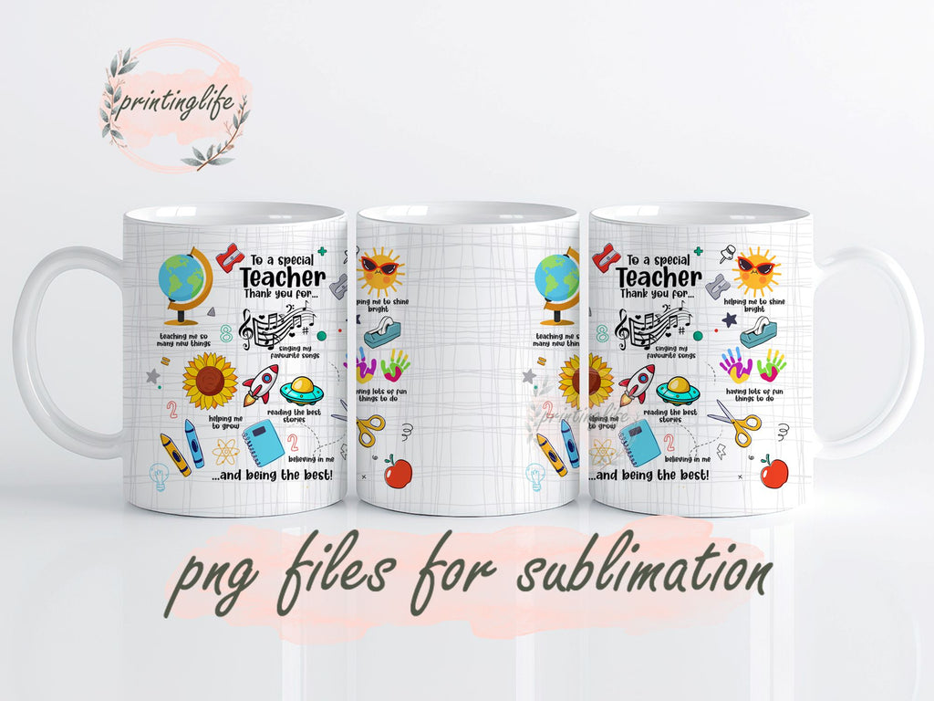 Teacher Appreciation Mug Wrap Design, Instant Digital Design Download ...