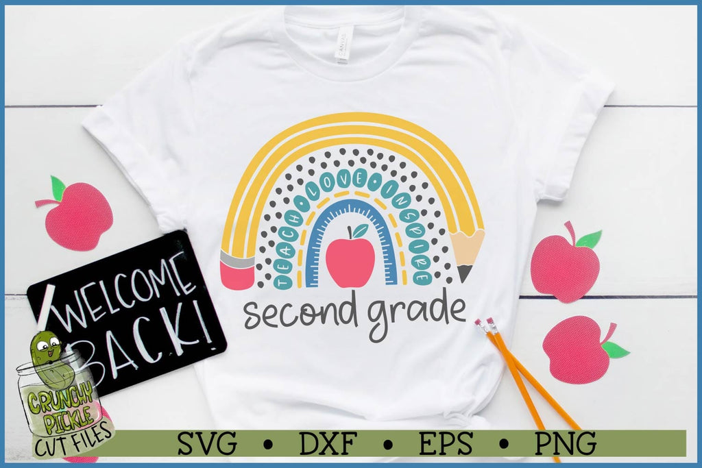 Teacher Boho Rainbow Second Grade SVG File - So Fontsy