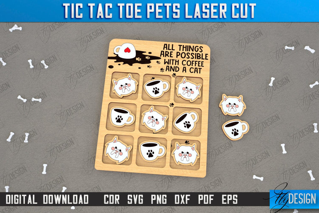 Tic Tac Toe Laser Cut | Home Pets | Classic Game | Noughts and Crosses ...