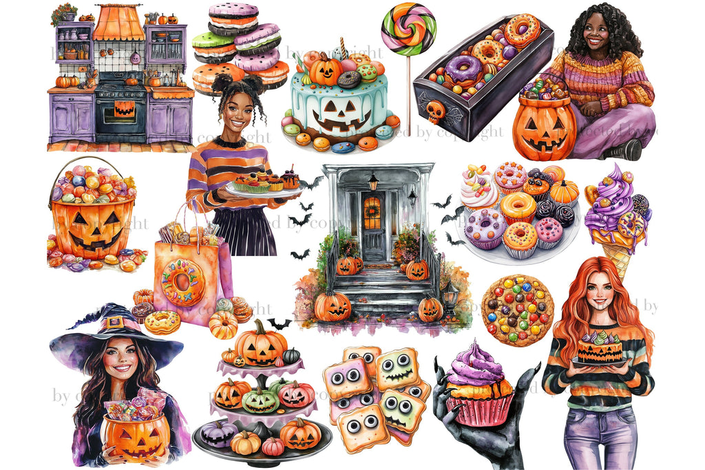Trick Or Treat Clipart Bundle | Halloween Cookie PNG - So Fontsy