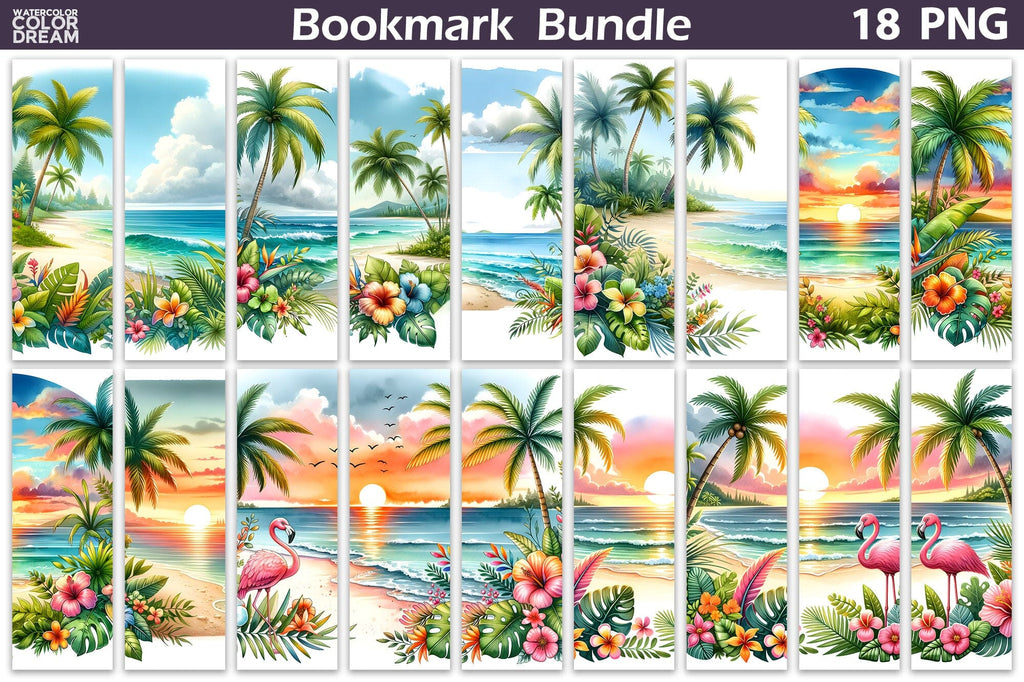 Tropical Beach Bookmark | Summer Beach Bookmark - So Fontsy