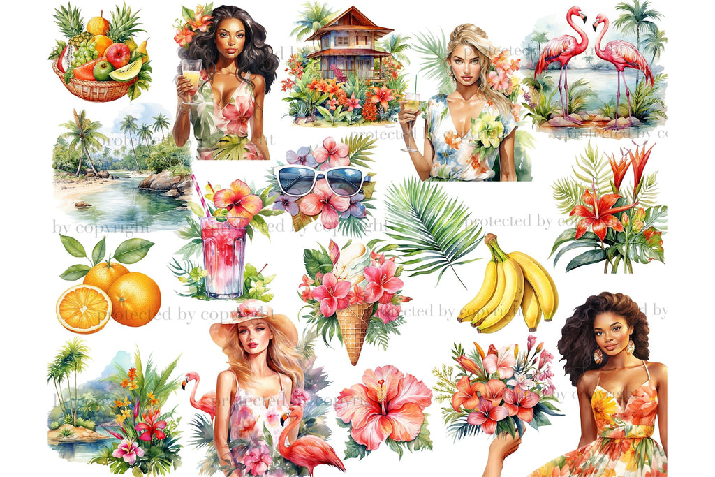 Tropical Clipart Collection | Jungle Clipart PNG Bundle - So Fontsy