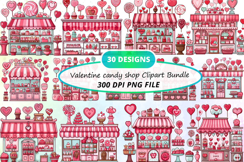 Valentine Candy Shop Clipart Bundle - So Fontsy
