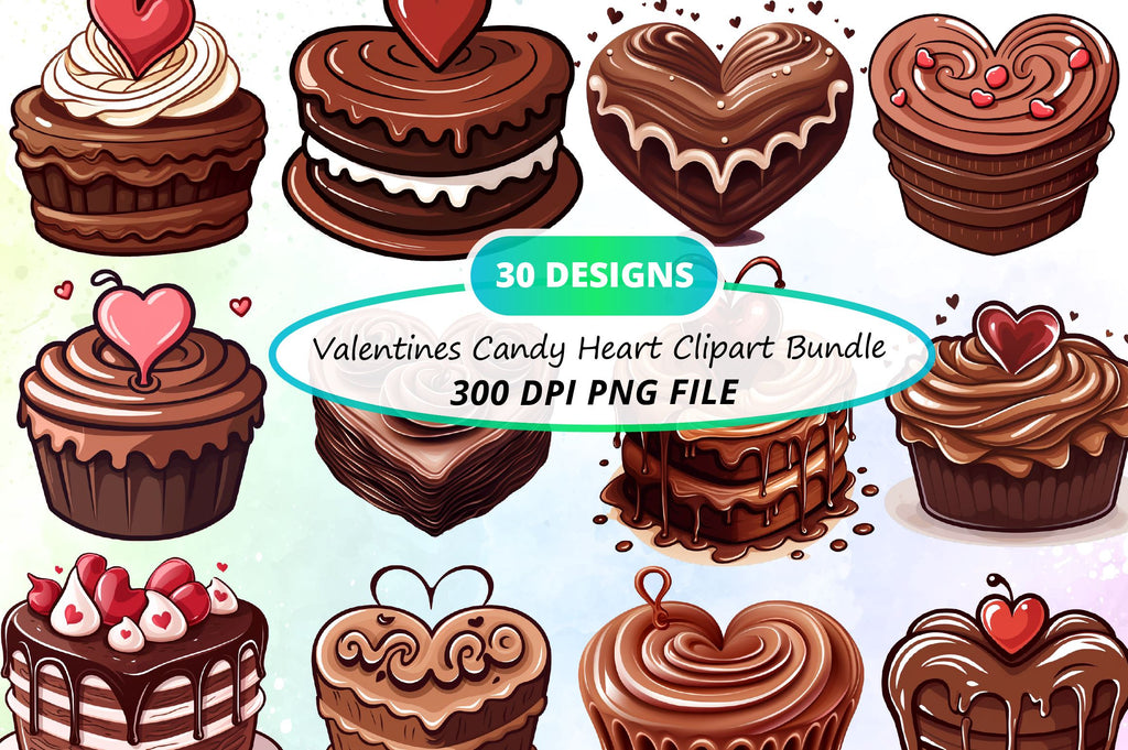 Valentines Candy Heart Clipart Bundle - So Fontsy