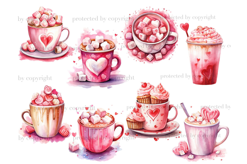 Valentine's Day Coffee Clipart | Romance Clipart - So Fontsy