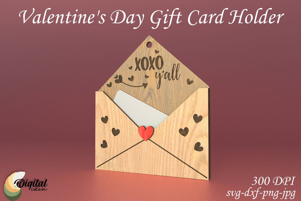 Valentine's Day Gift Card Holder. Laser Cut Design - So Fontsy