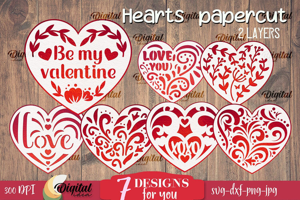 Valentine's Day Heart Paper Cut Bundle SVG - So Fontsy