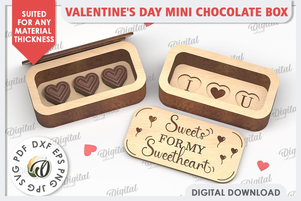 Valentine's Day Mini Chocolate Box Laser Cut. Valentine Gift - So Fontsy