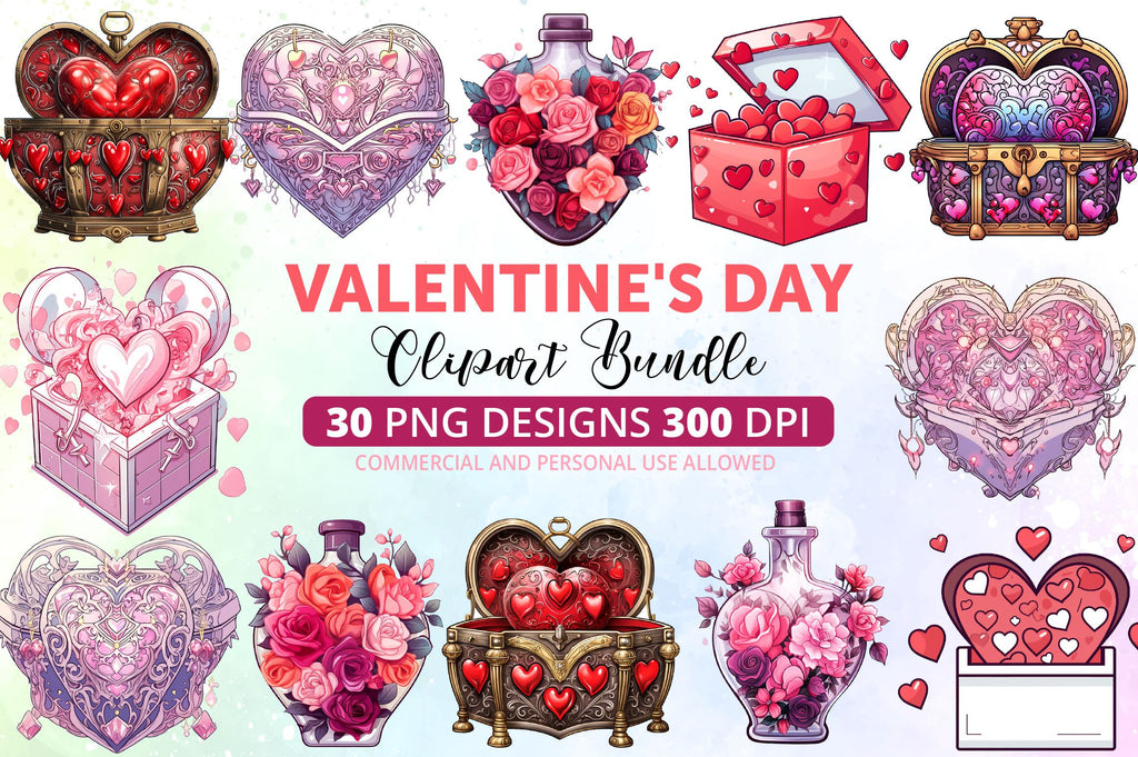 Valentine's Day Watercolor Clipart Bundle - So Fontsy