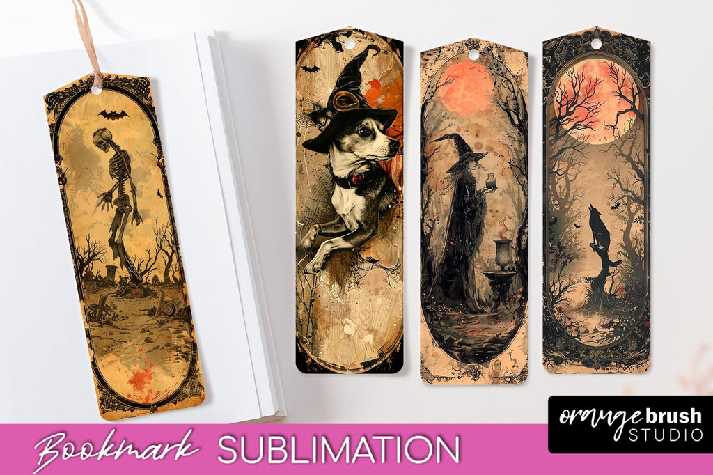 Vintage Halloween Bookmark - Printable Scrapbook Bookmarks - So Fontsy