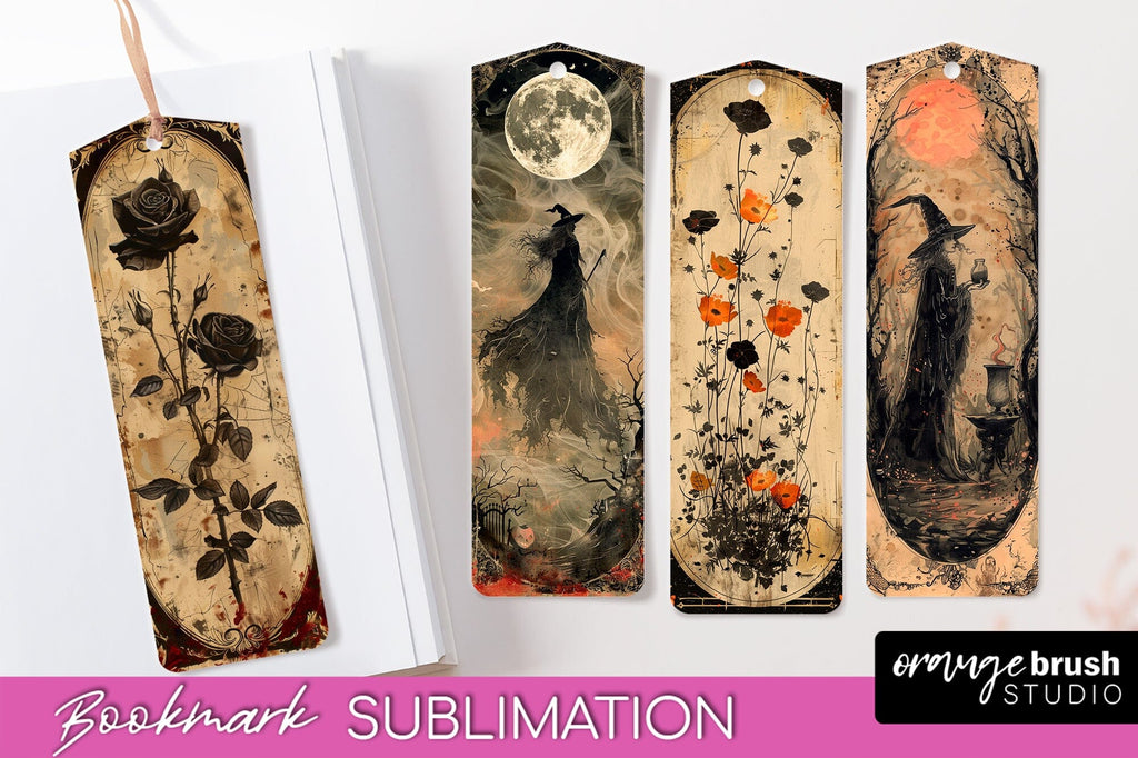 Vintage Halloween Bookmark - Printable Scrapbook Bookmarks - So Fontsy