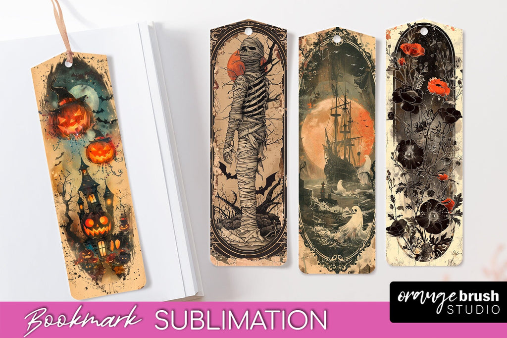 Vintage Halloween Bookmark - Printable Scrapbook Bookmarks - So Fontsy