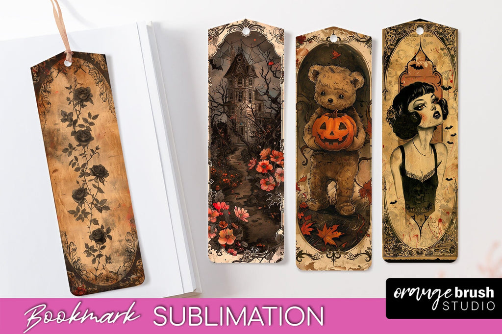 Vintage Halloween Bookmark - Printable Scrapbook Bookmarks - So Fontsy
