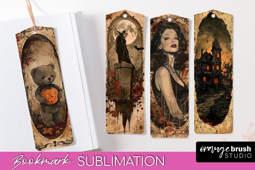 Vintage Halloween Bookmark - Printable Scrapbook Bookmarks - So Fontsy