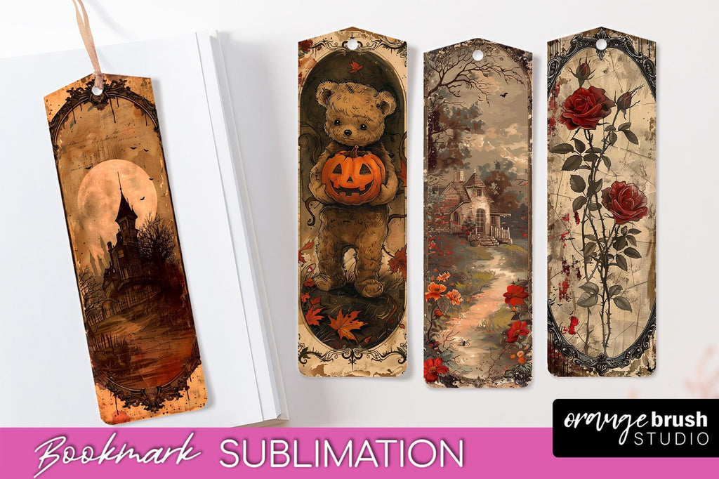 Vintage Halloween Bookmark - Printable Scrapbook Bookmarks - So Fontsy
