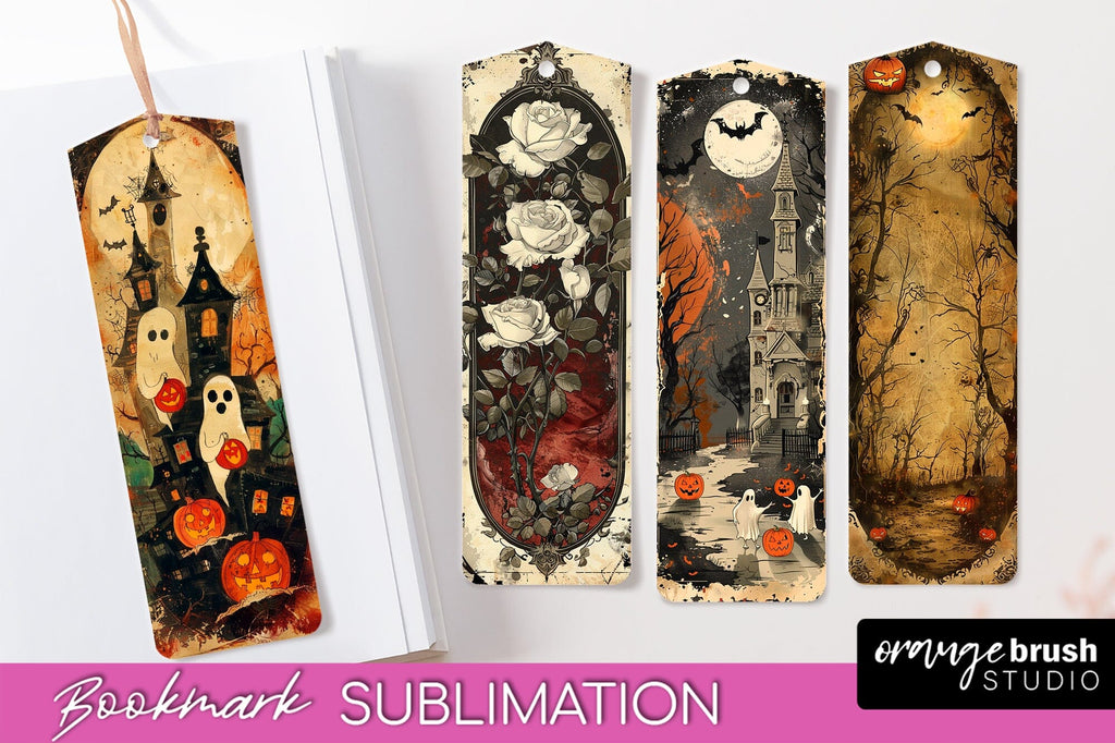 Vintage Halloween Bookmark - Printable Scrapbook Bookmarks - So Fontsy