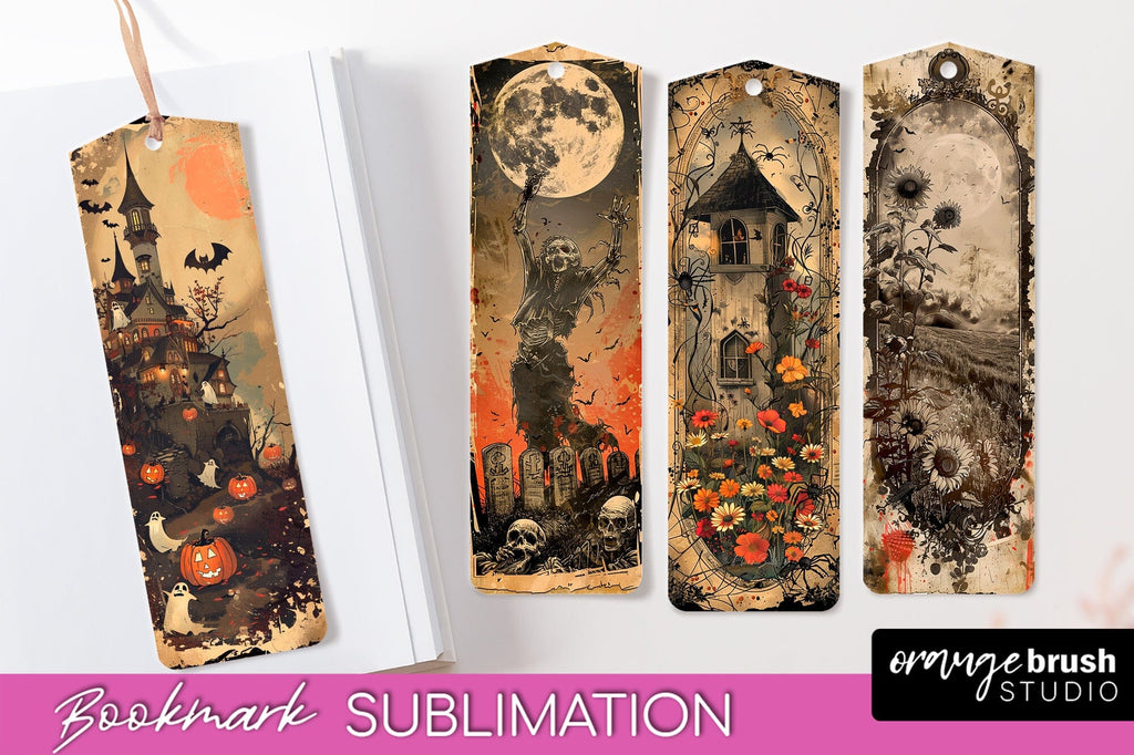 Vintage Halloween Bookmark - Printable Scrapbook Bookmarks - So Fontsy