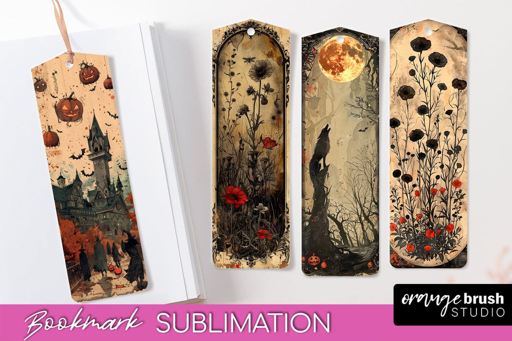 Vintage Halloween Bookmark - Printable Scrapbook Bookmarks - So Fontsy