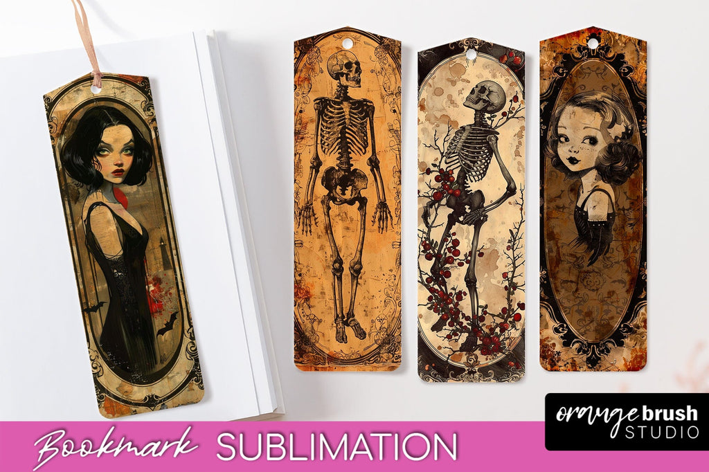 Vintage Halloween Bookmark - Printable Scrapbook Bookmarks - So Fontsy