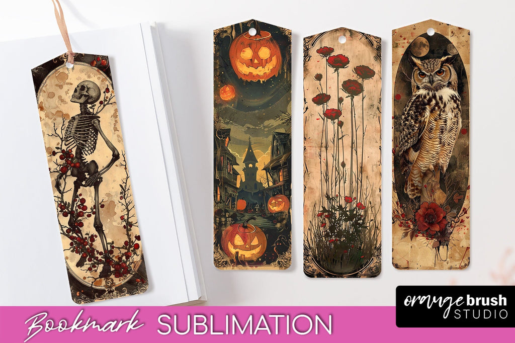 Vintage Halloween Bookmark - Printable Scrapbook Bookmarks - So Fontsy