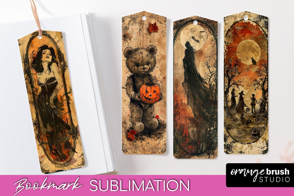 Vintage Halloween Bookmark - Printable Scrapbook Bookmarks - So Fontsy