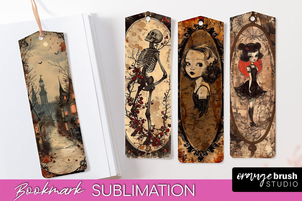 Vintage Halloween Bookmark - Printable Scrapbook Bookmarks - So Fontsy