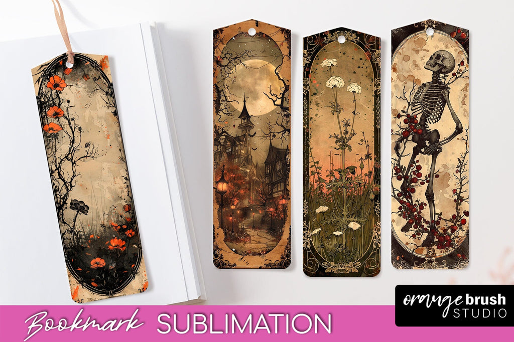 Vintage Halloween Bookmark - Printable Scrapbook Bookmarks - So Fontsy