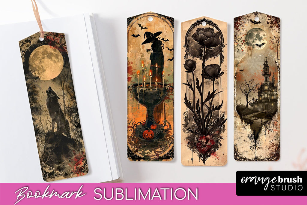 Vintage Halloween Bookmark - Printable Scrapbook Bookmarks - So Fontsy